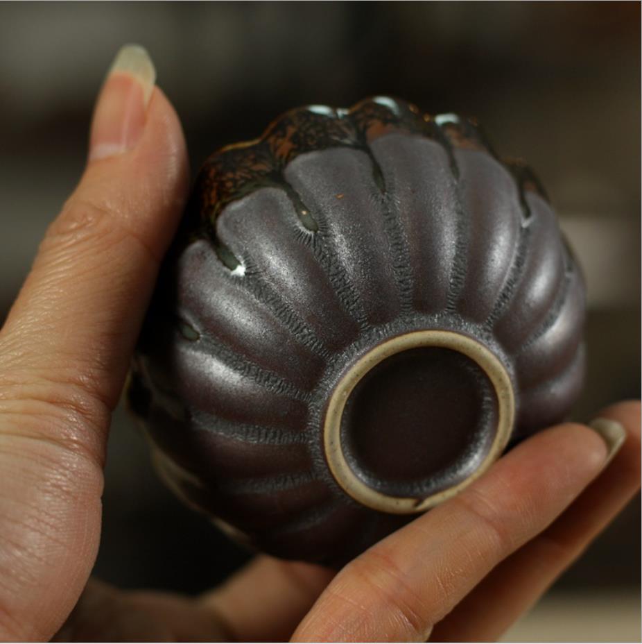 Tenmoku Fancy Rust Glaze Porcelain, Tea Cups, 4 Variations, 50-90cc