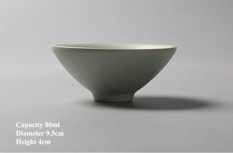 "Ru Yao" Kiln Porcelain, "Dou Li" (Rain Hat) Tea Cup, 80ml